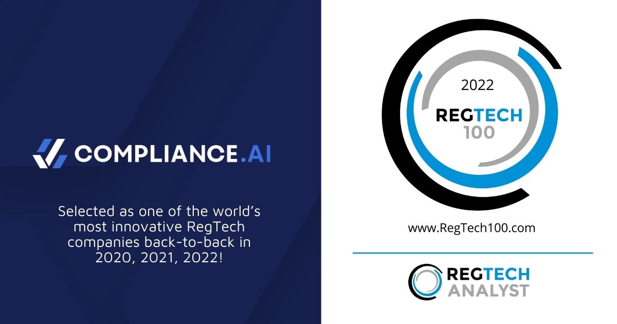 Compliance.ai recognized as one of the world's most innovative companies on RegTech100 three ...