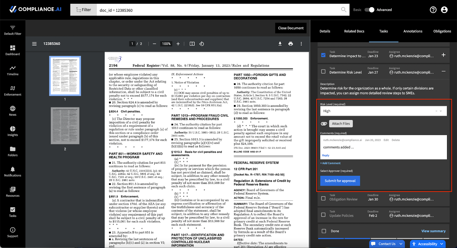 Regulatory Change Management Solution Updates With Compliance.ai